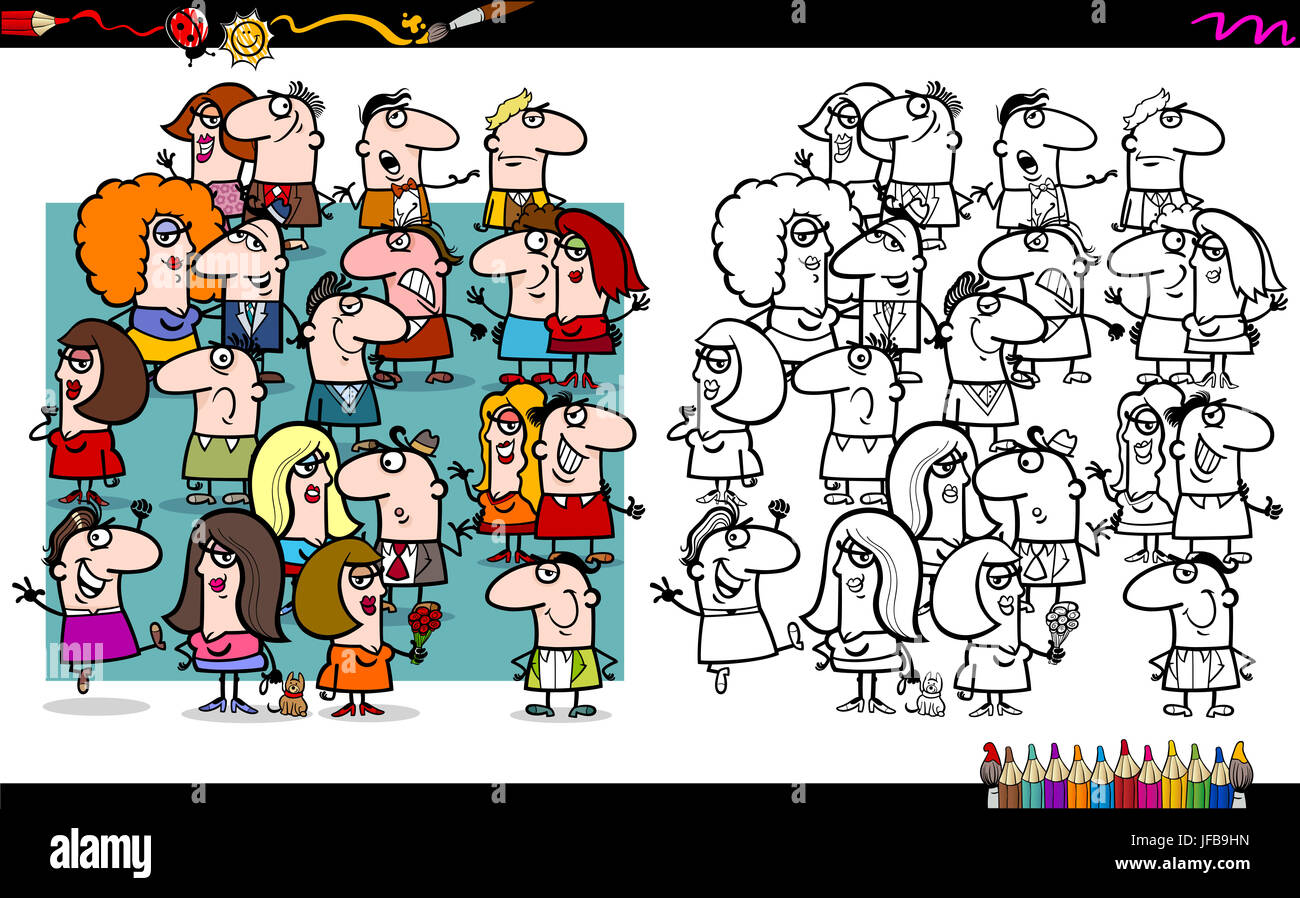 people group coloring book Stock Photo - Alamy