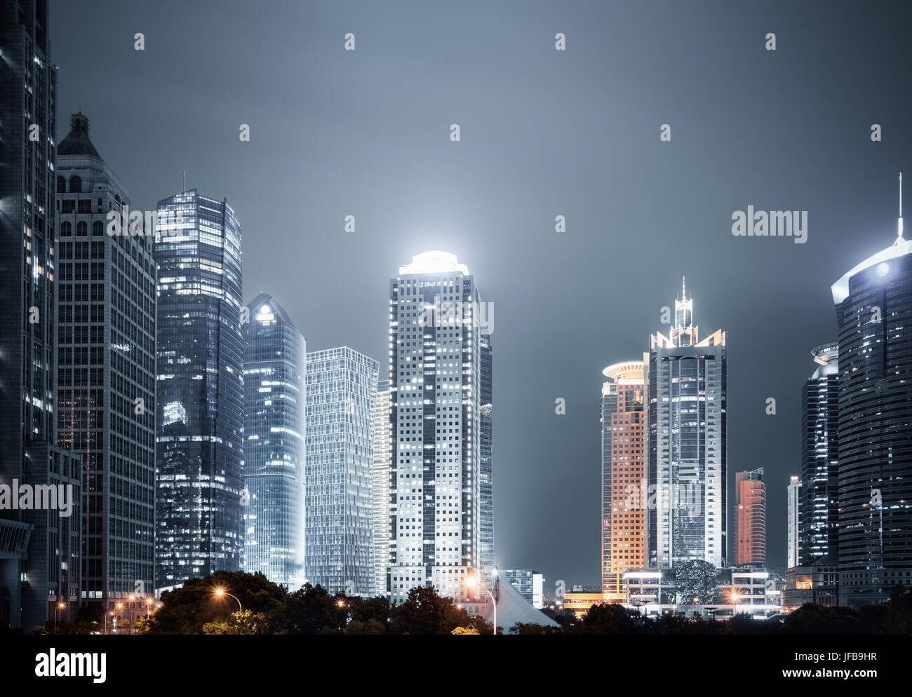 shanghai modern buildings at night Stock Photo - Alamy