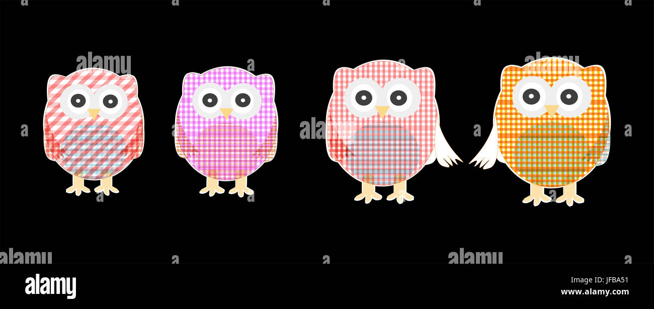 set of cute textile owls Stock Photo - Alamy