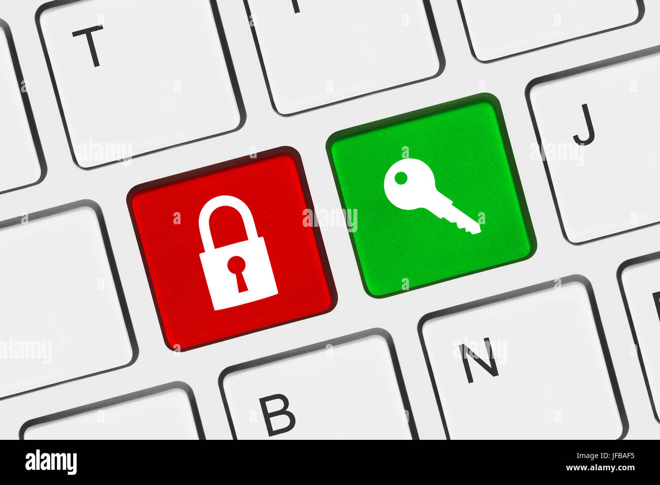 Computer keyboard with two security keys Stock Photo - Alamy