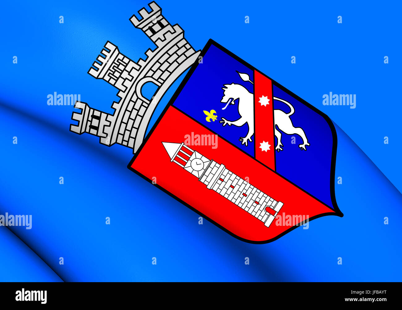 3D Flag of Tirana Stock Photo - Alamy