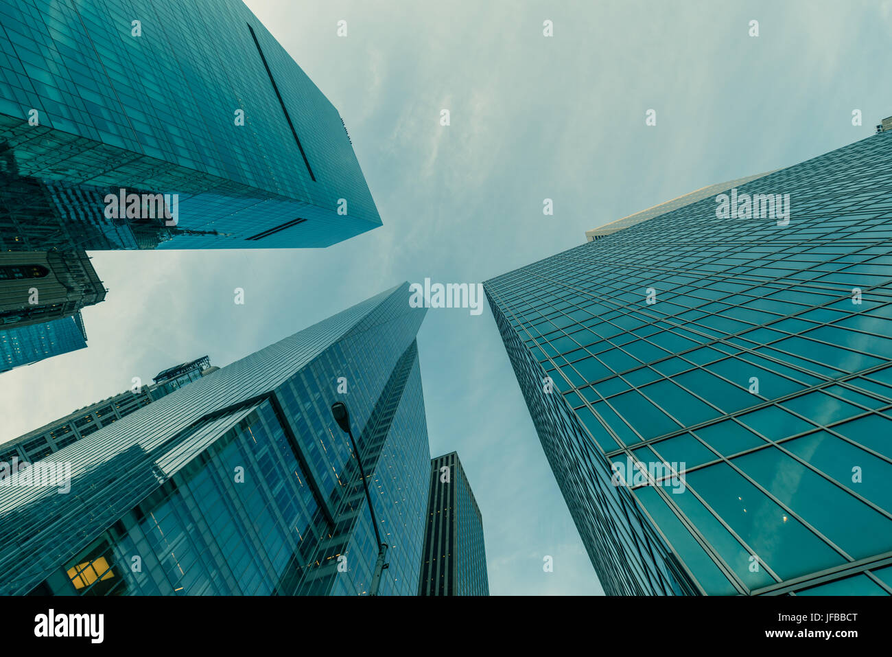 New York skyscrapers vew from street level Stock Photo - Alamy
