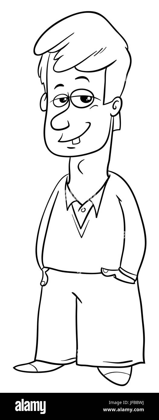 young man cartoon for coloring Stock Photo - Alamy