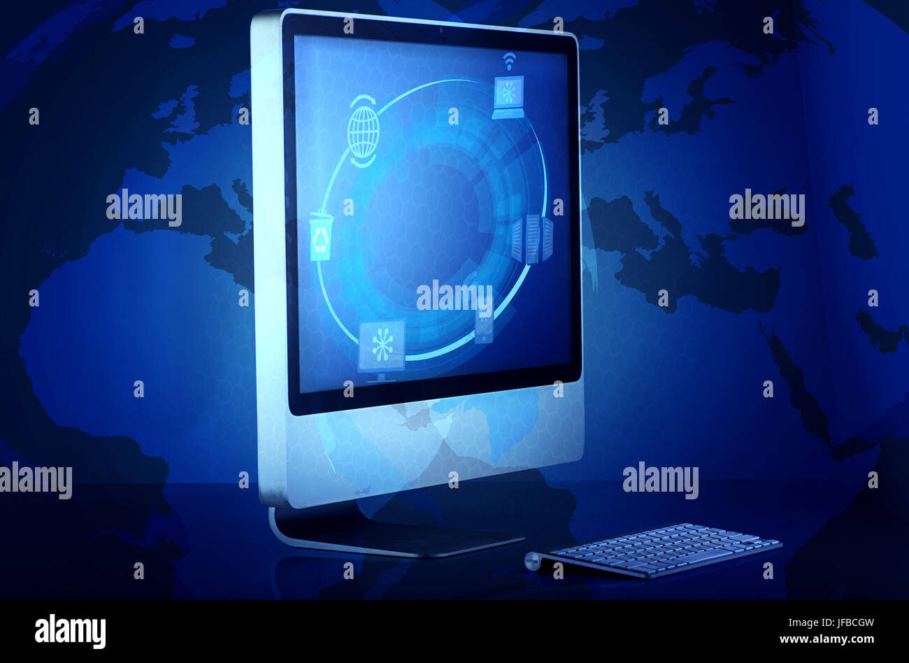 Computer screen in cloud computing concept Stock Photo - Alamy