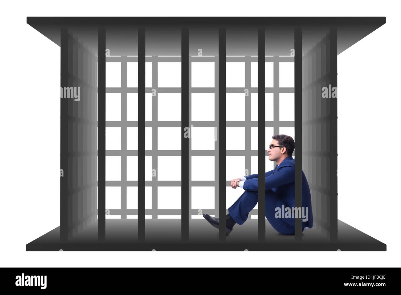 Man in jail cell Cut Out Stock Images & Pictures - Alamy