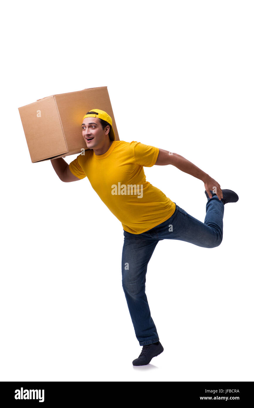 Rushing delivery isolated on white Stock Photo - Alamy