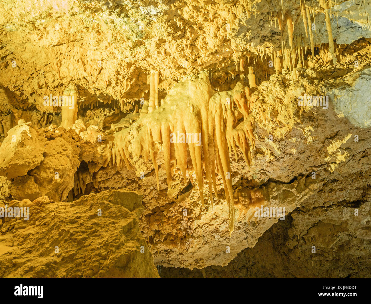 Stalactites in Crystal Cave in Yanchep National Park, one of more than ...