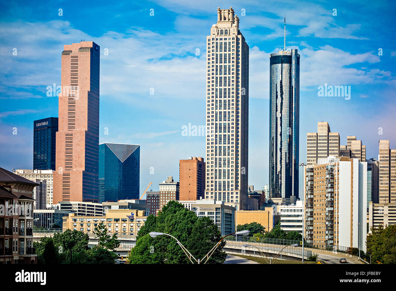 atlanta downtown skyline with blue sky Stock Photo - Alamy