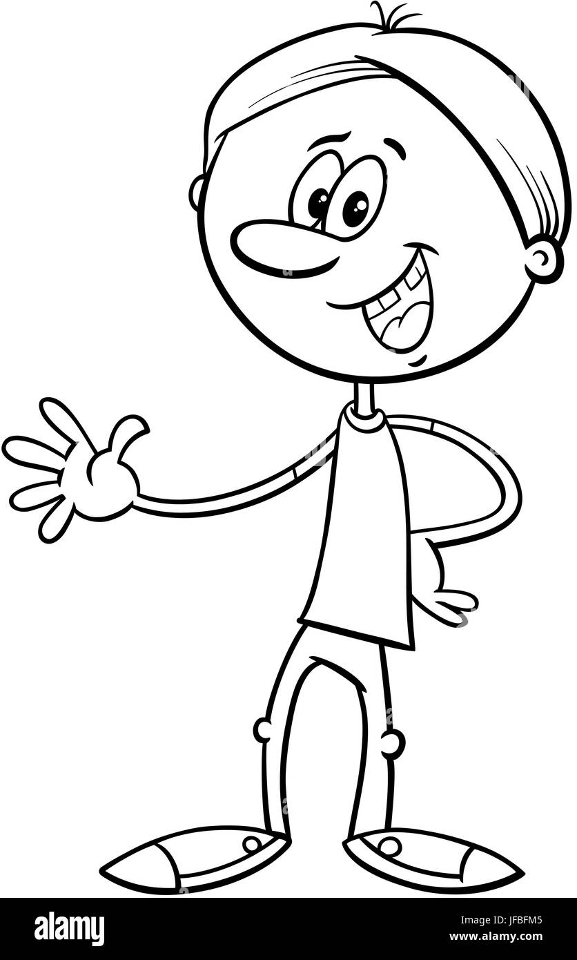 boy character coloring page Stock Photo - Alamy