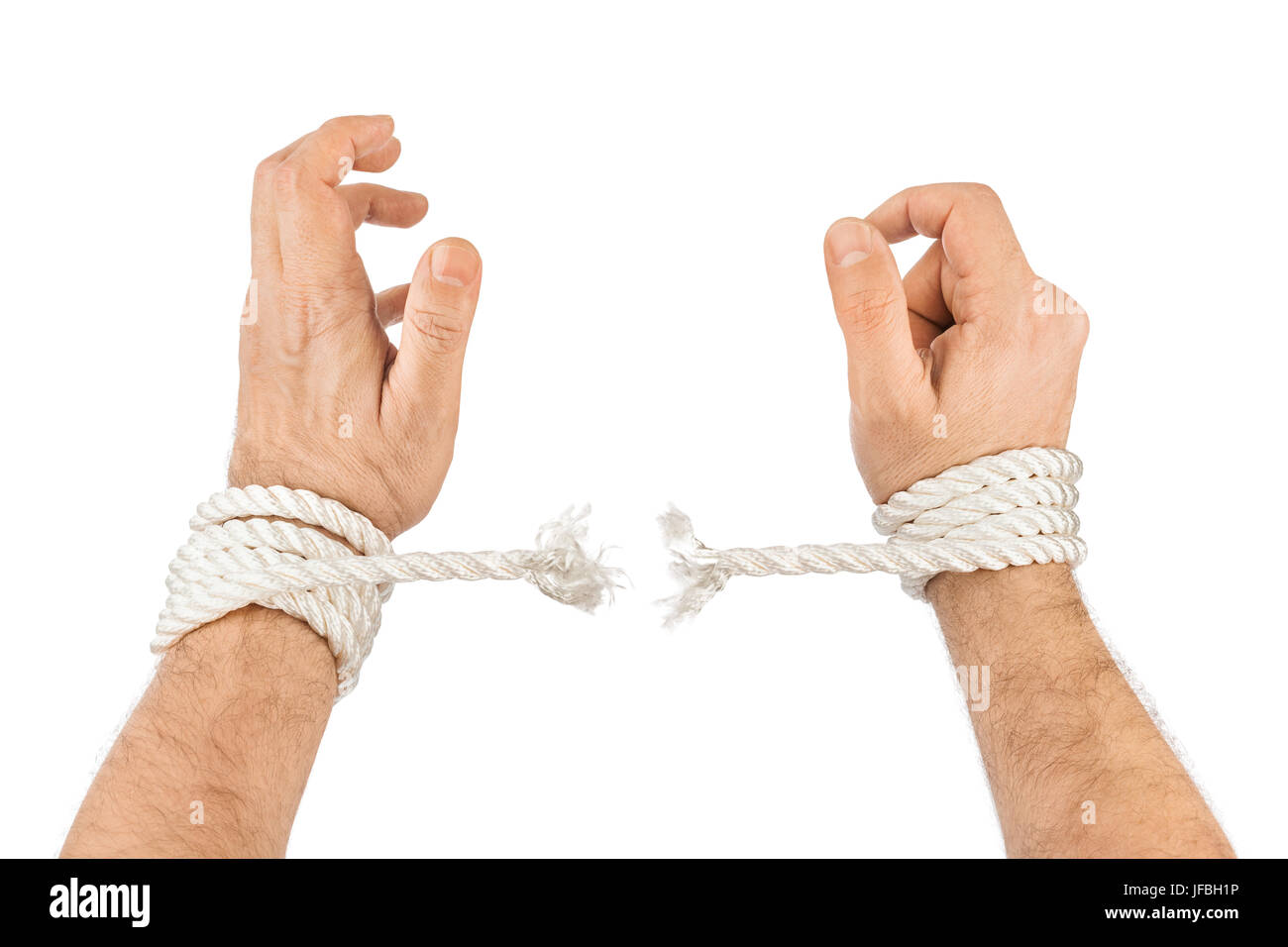 Hands and breaking rope Stock Photo - Alamy