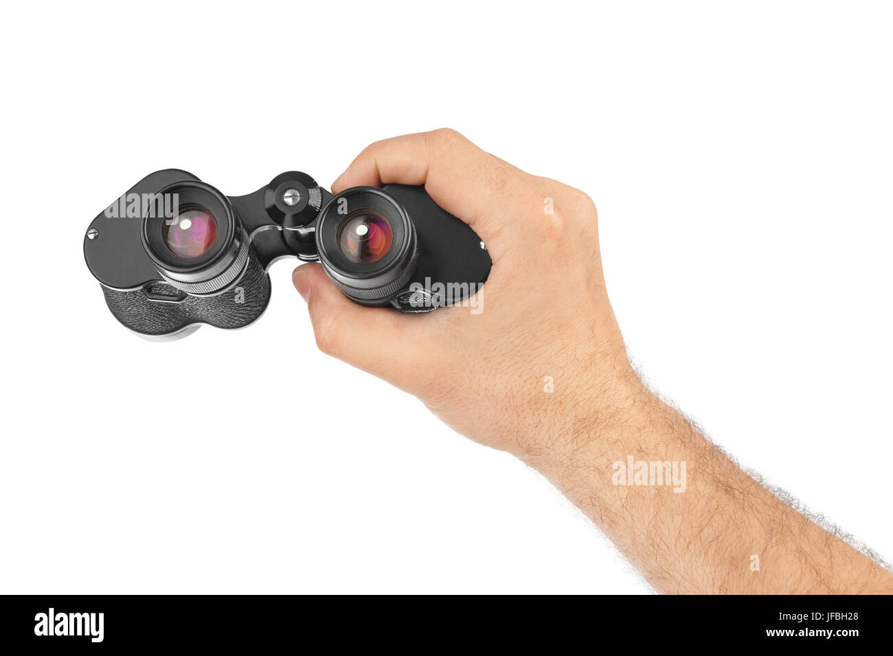 Hand with binoculars Stock Photo - Alamy
