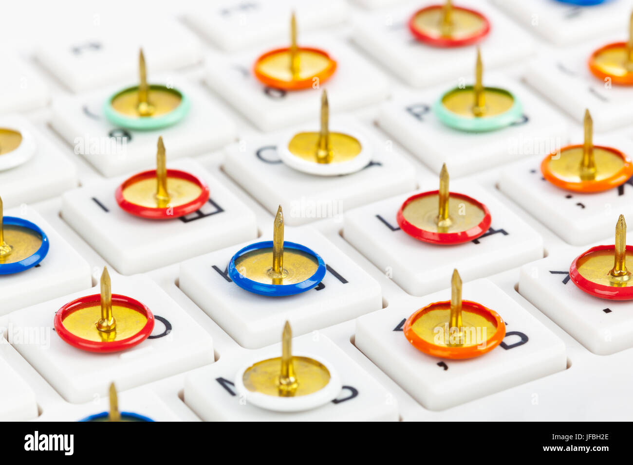Pins on computer keyboard Stock Photo - Alamy