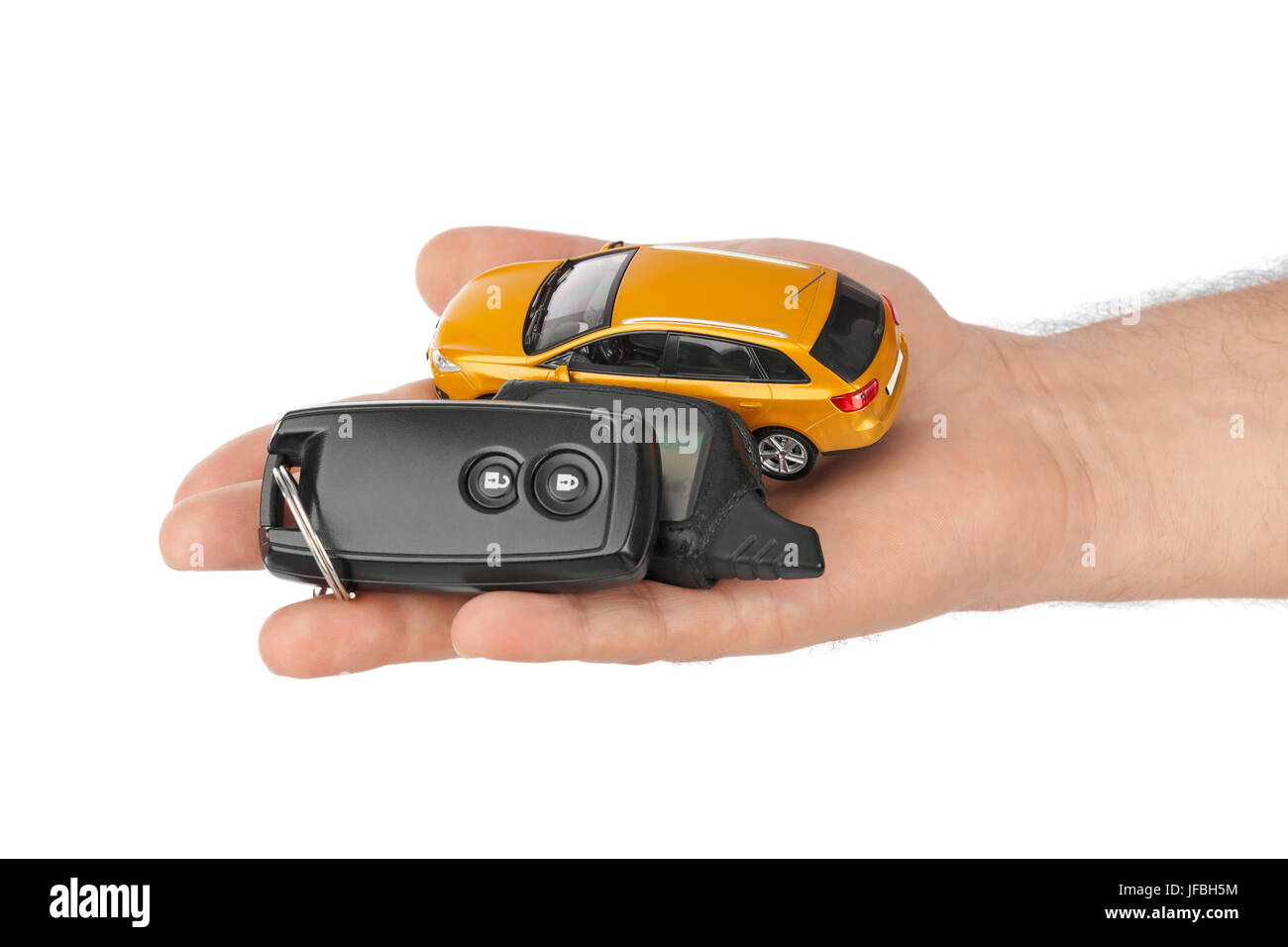 Hand with keys and car Stock Photo - Alamy