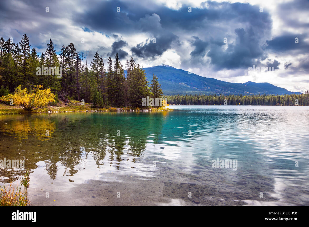 Canadian lake Annette Stock Photo - Alamy