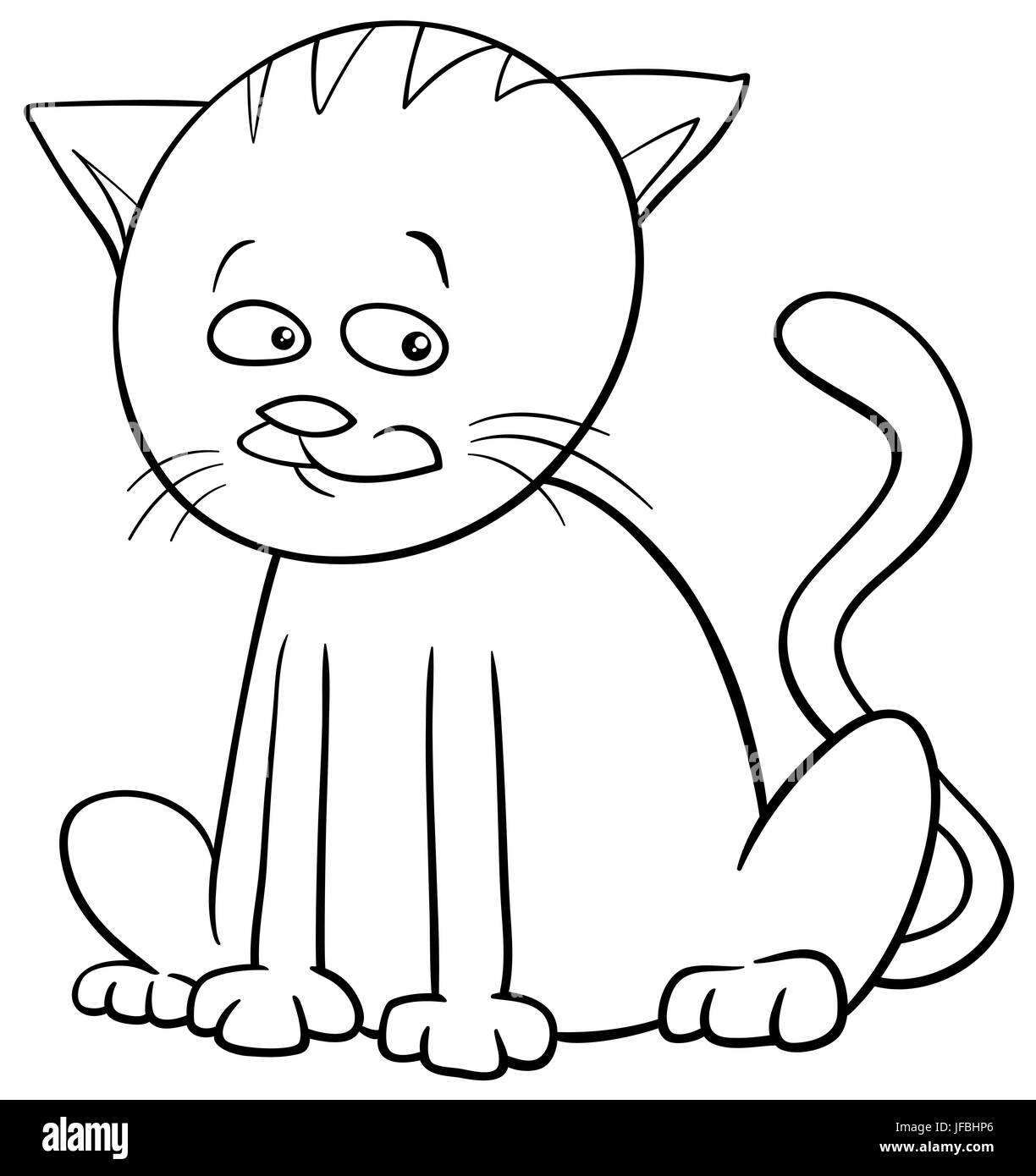 cat character coloring page Stock Photo - Alamy