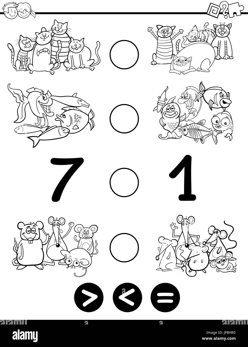 Greater Less Or Equal Coloring Page Stock Photo - Alamy