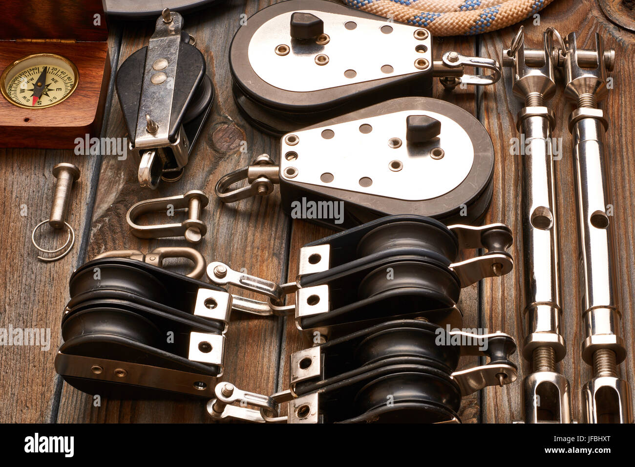 Sailing yacht rigging equipment Stock Photo - Alamy