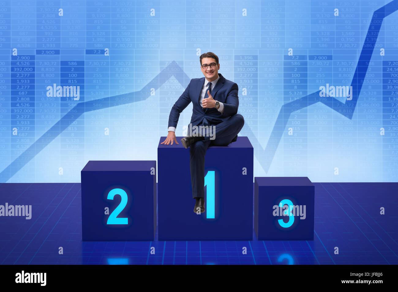 Businessman taking first place in competition Stock Photo - Alamy