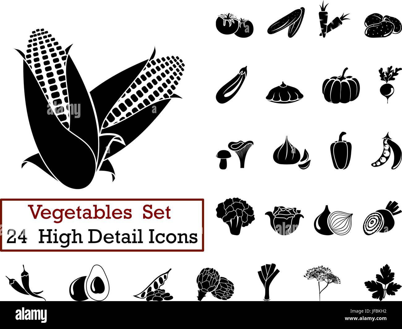24 Vegetables Icons Stock Vector Image & Art - Alamy