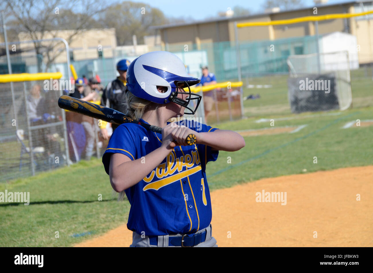 Batter in a softball game Stock Photo - Alamy
