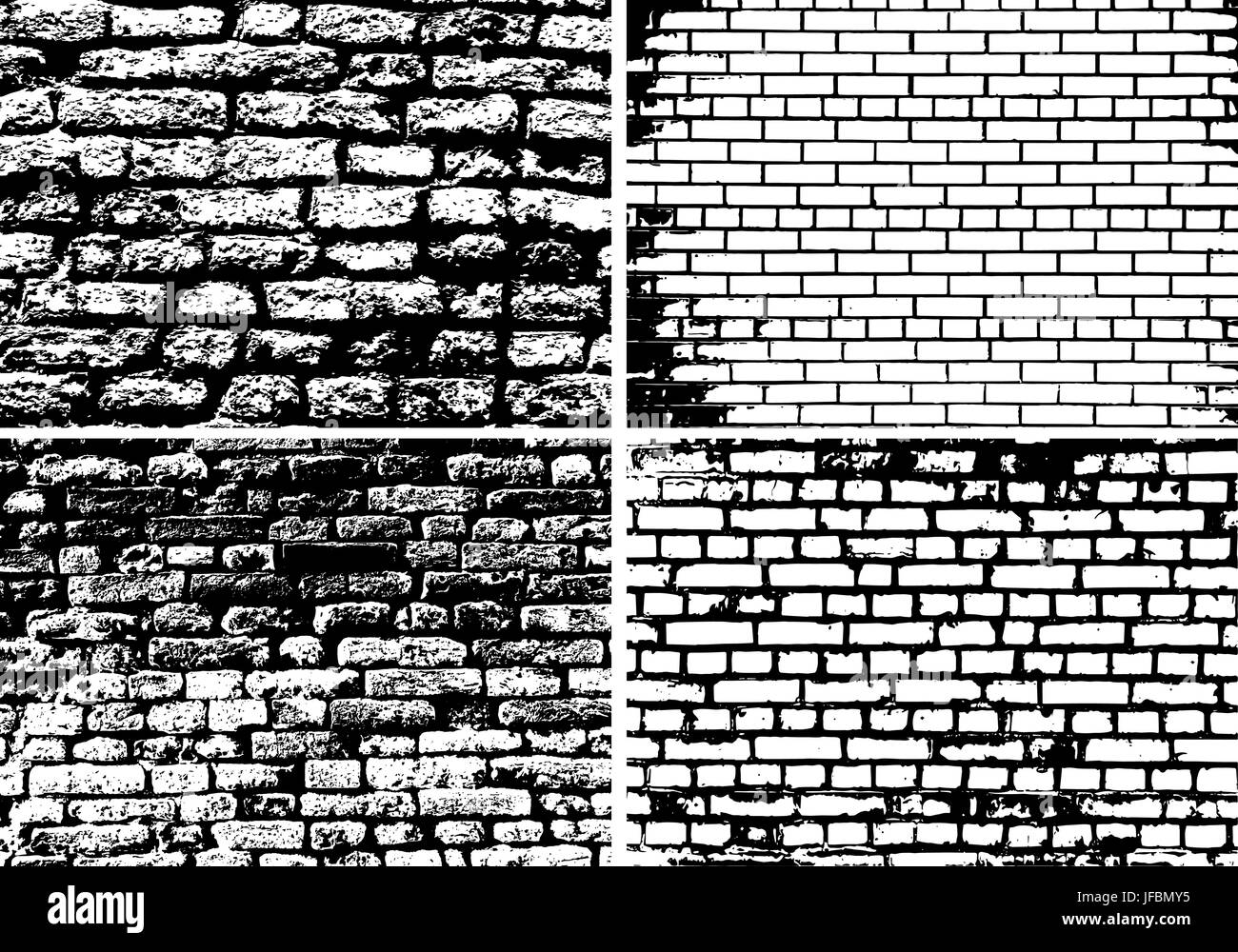 Set stone wall brick Black and White Stock Photos & Images - Alamy