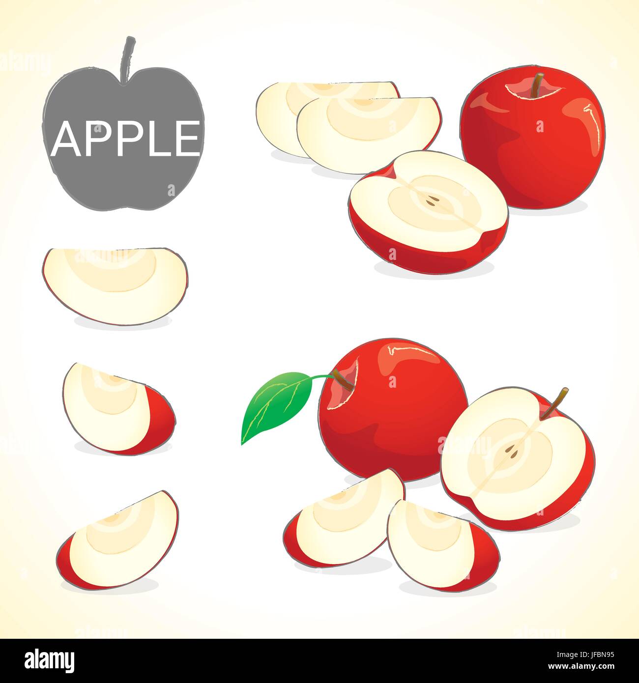 Set of apple fruit in various styles vector format Stock Vector Image ...