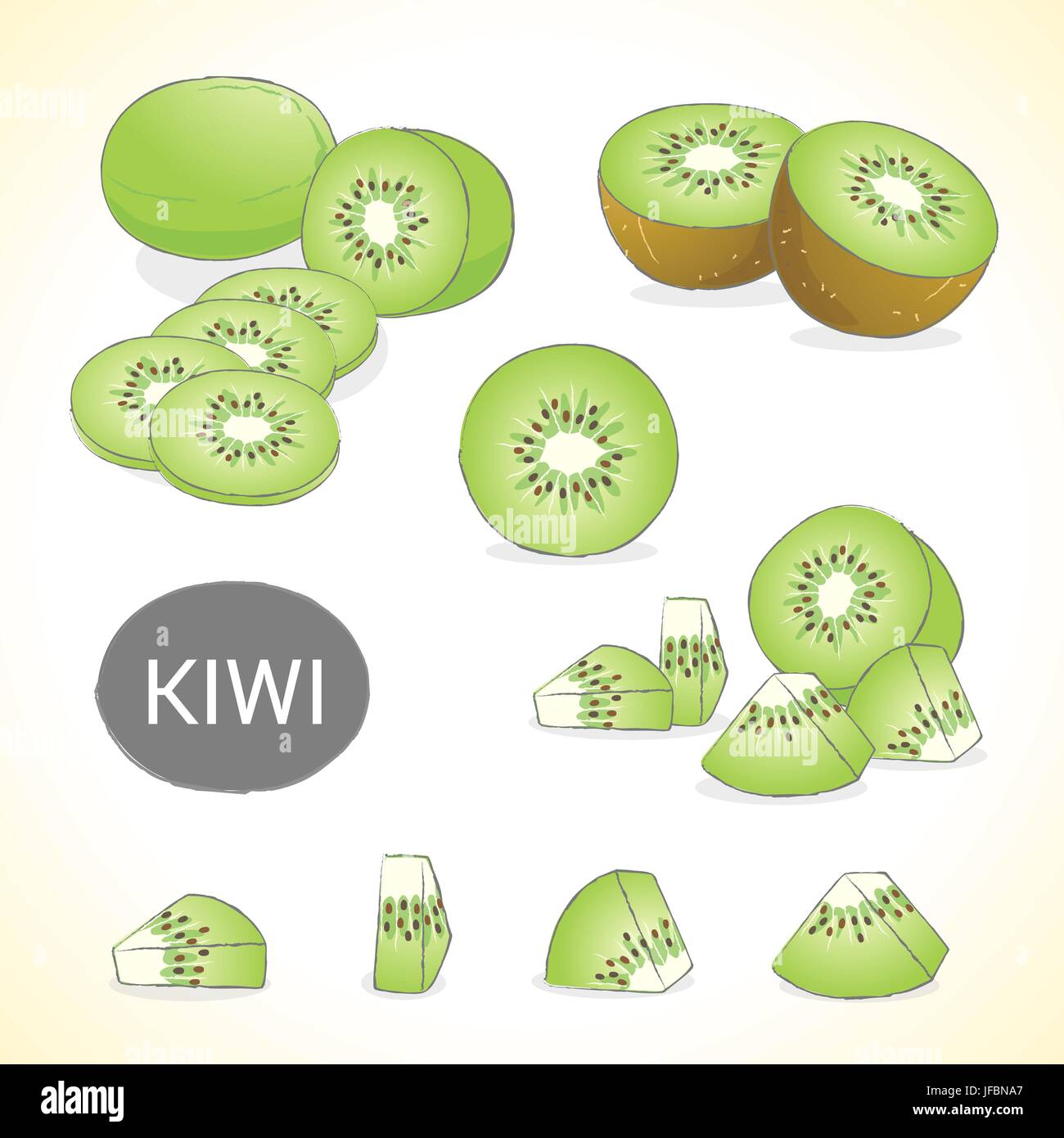 Set of kiwi fruit in various styles vector format Stock Vector Image ...