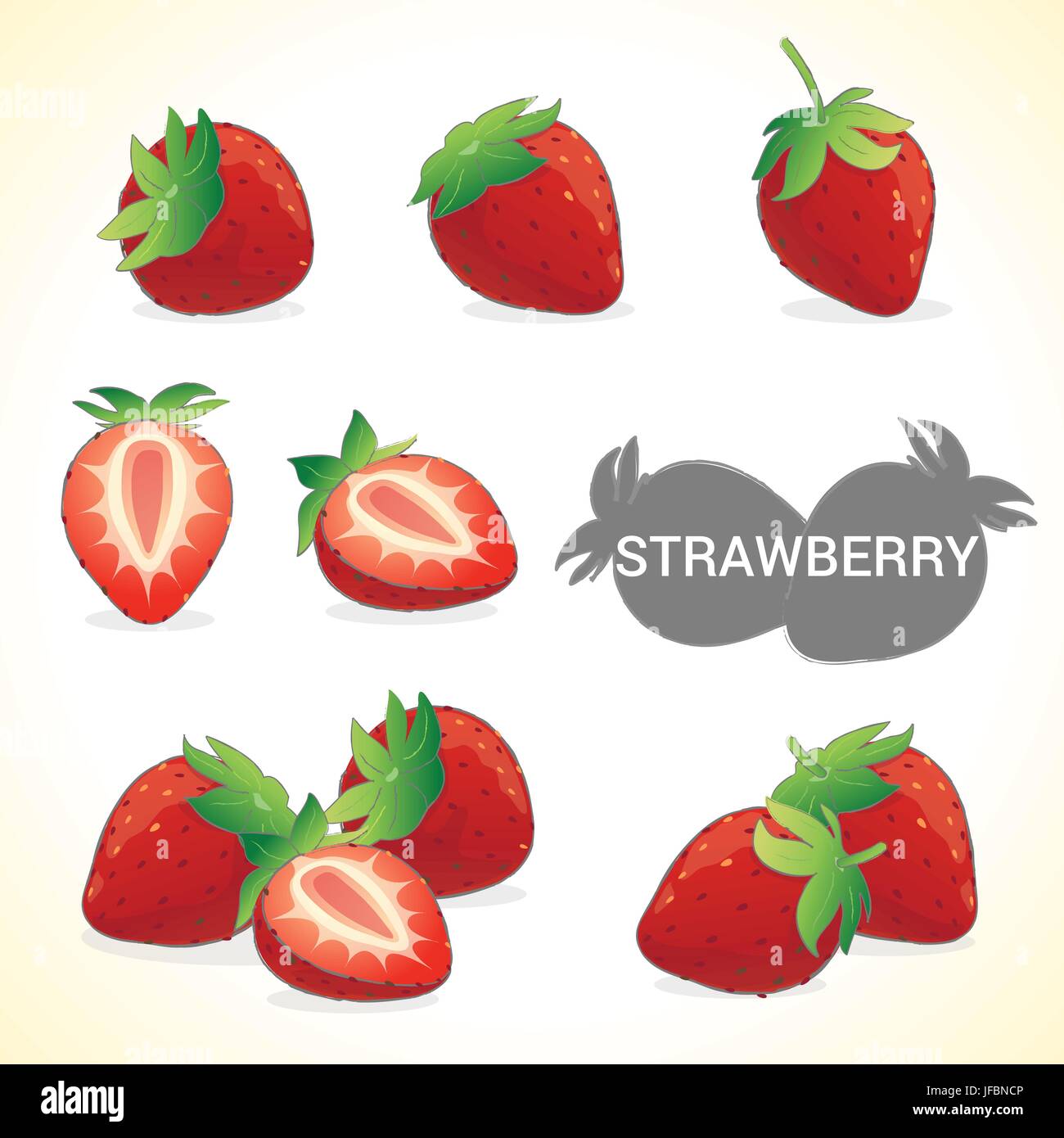 Fruit201507 Set of strawberry in various styles vector format Stock ...