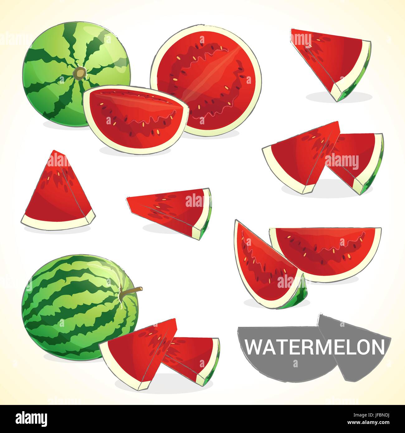 Set of watermelon in various styles vector format Stock Vector Image ...