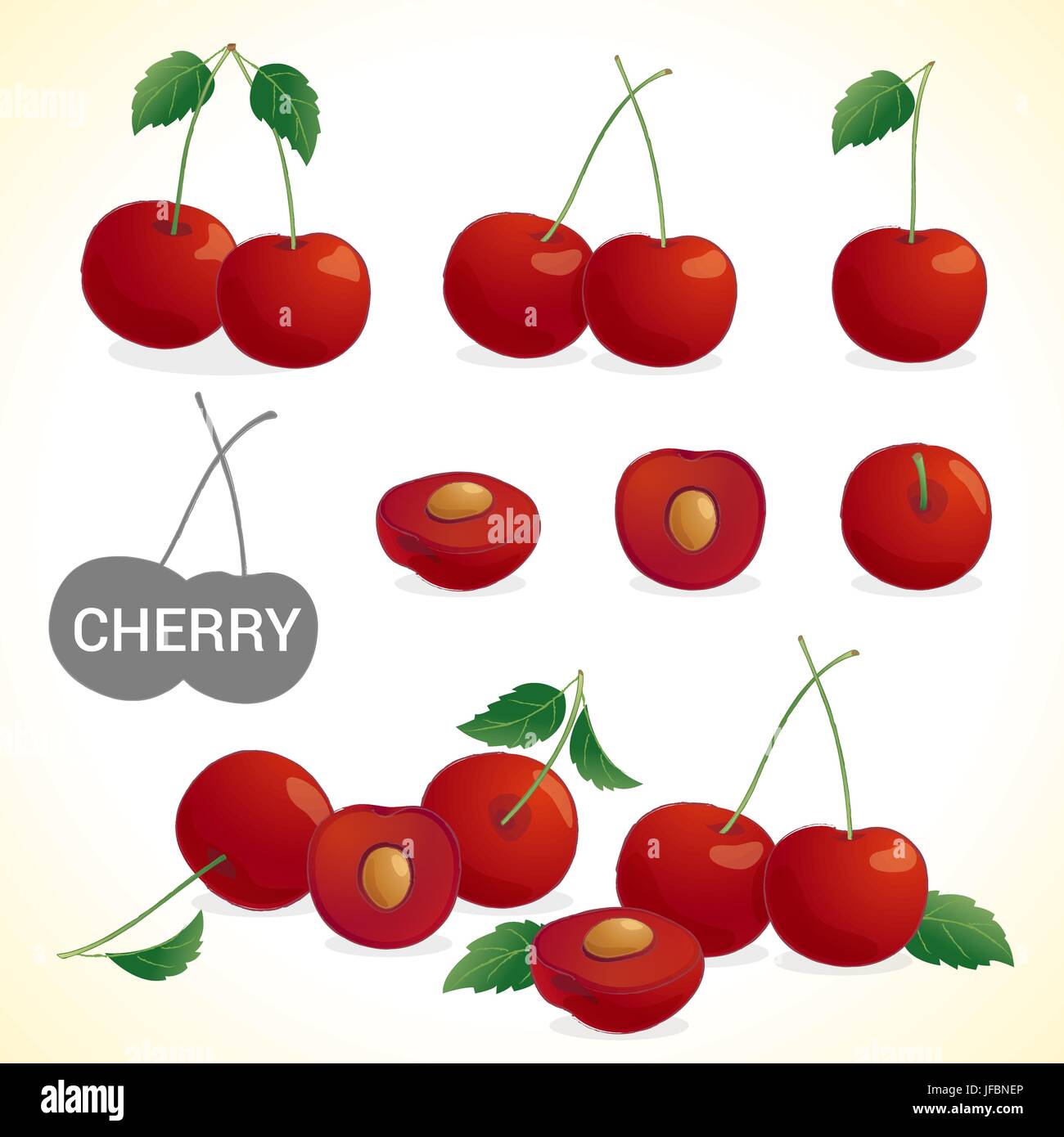Fruit201508 Set of cherry in various styles vector format Stock Vector ...