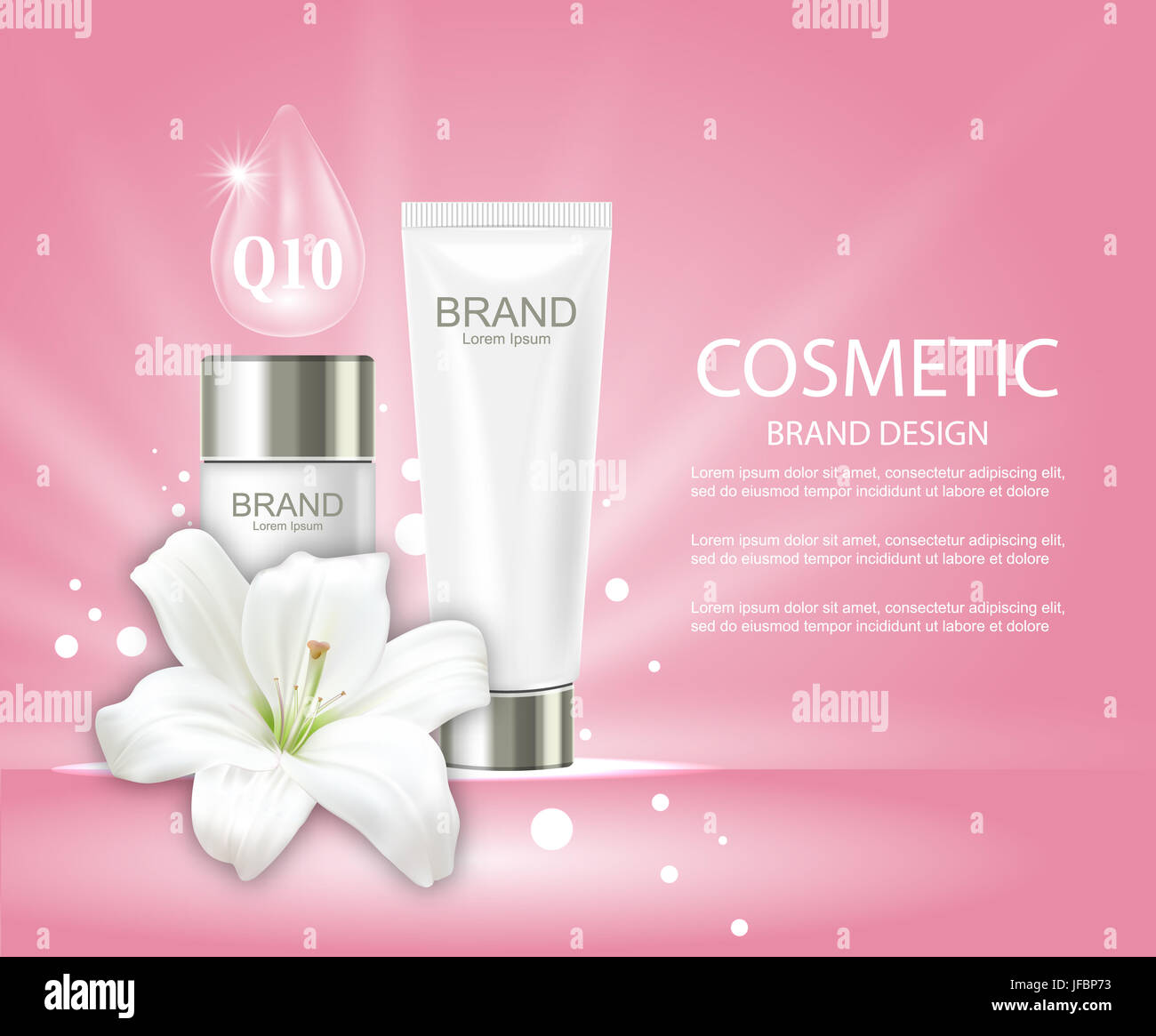 Illustration Advertising Poster with Cosmetic Tubes and Lily Flower ...