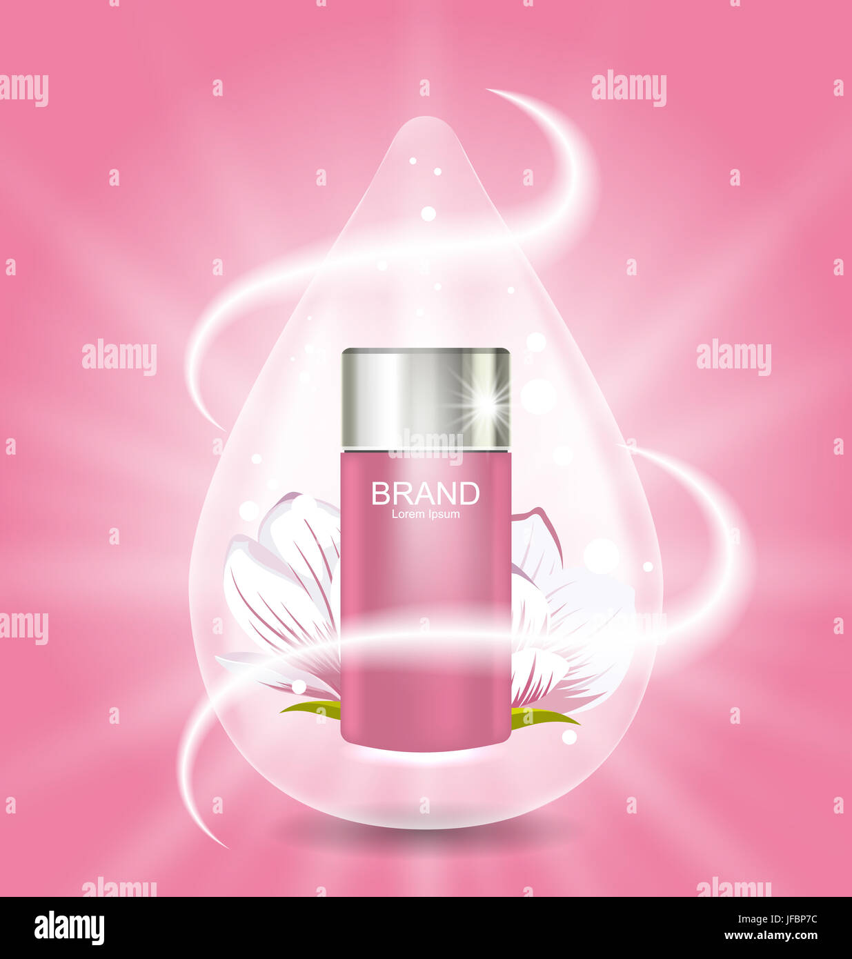 Cosmetic Cream and Magnolia Flower form drop Advertising Poster ...
