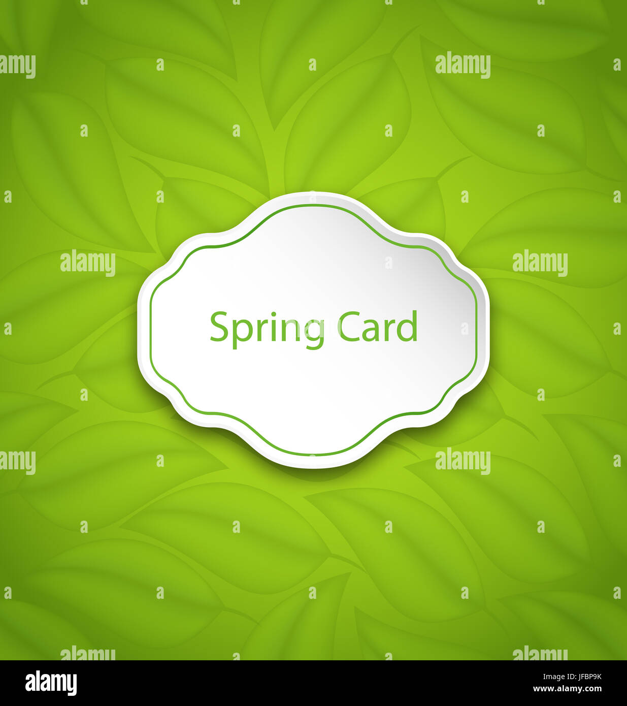 Illustration Spring Card on Eco Pattern with Green Leaves Stock Photo ...