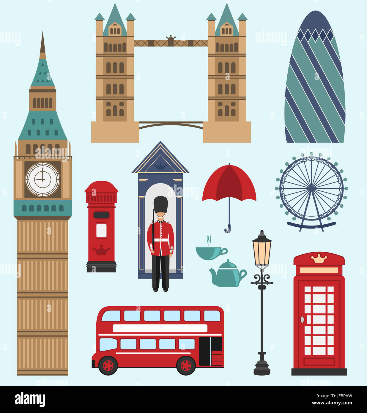 Illustration London,United Kingdom Flat Icons. Collection of England ...