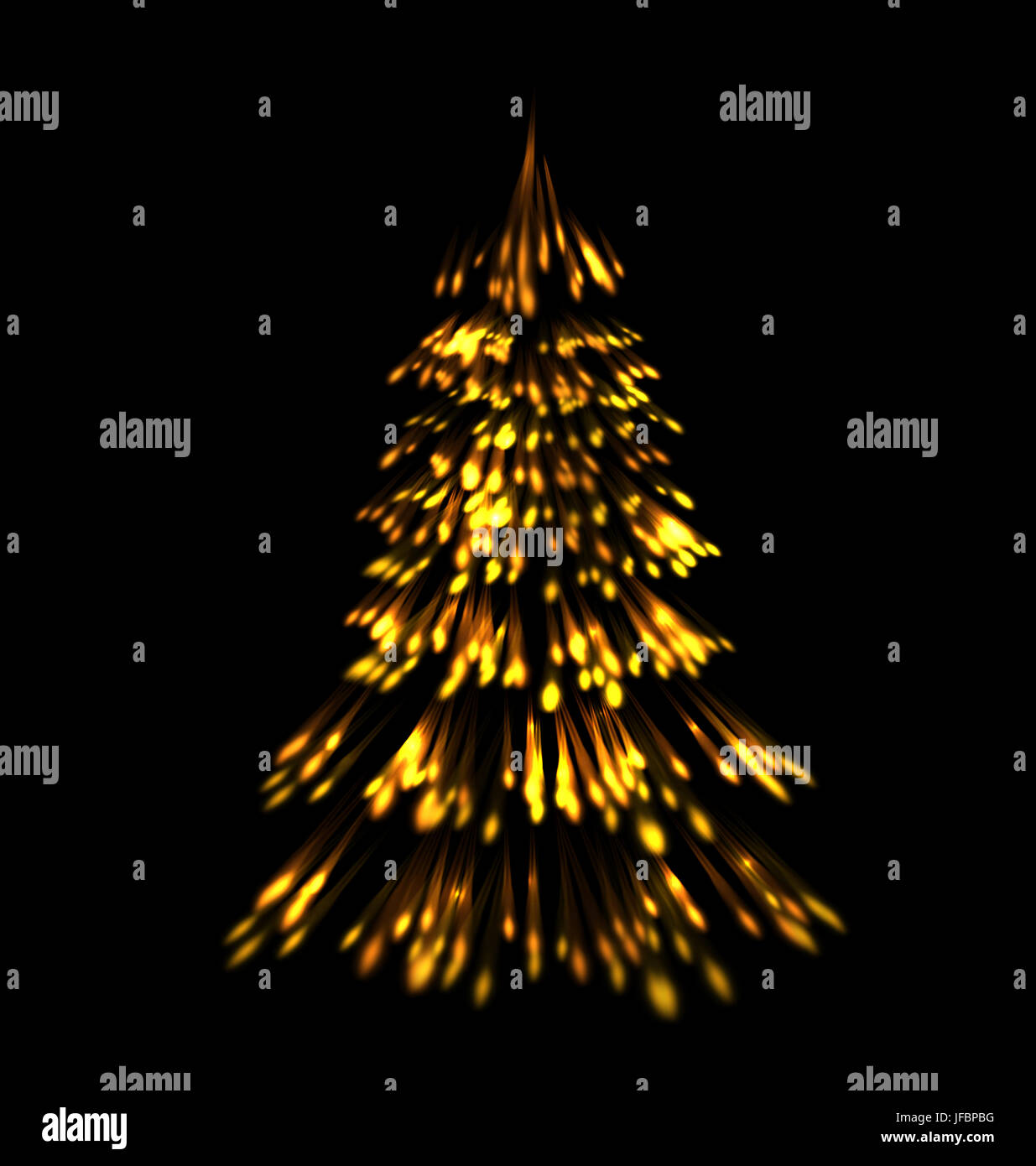 Golden fir tree christmas trace fireworks make shape pine black ...