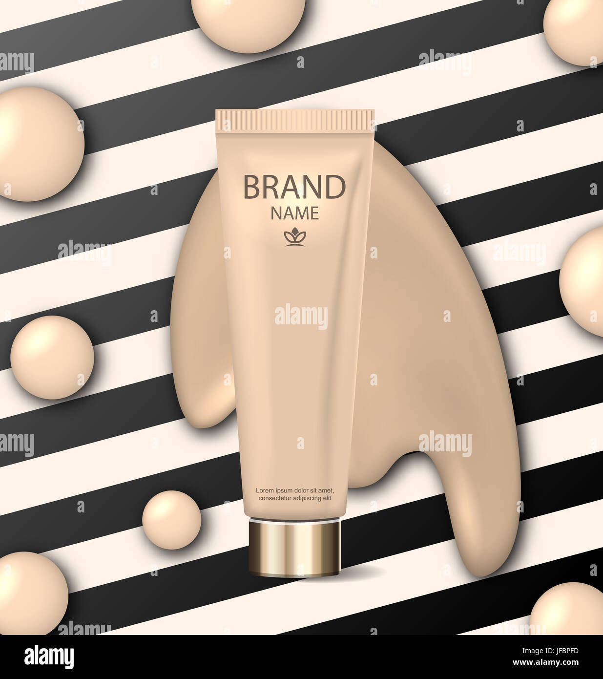 Illustration Advertising Ads of Foundation, Cosmetic Product with Its ...