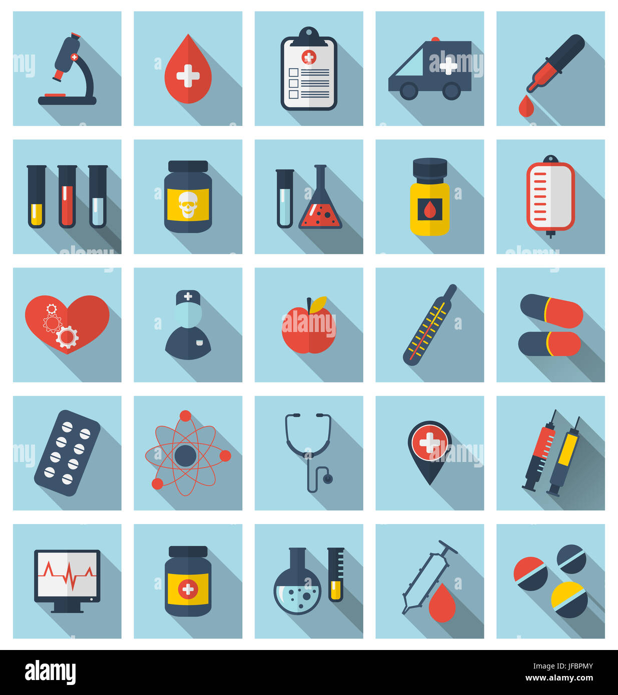 Illustration collection trendy flat medical icons with long shadows ...