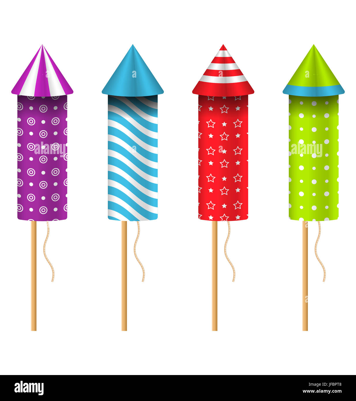 Illustration Celebration Rockets Isolated on White Background, Set of ...