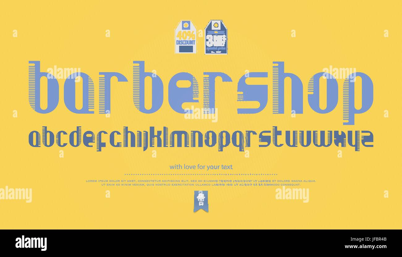 regular, comb style alphabet letters over yellow background. vector ...