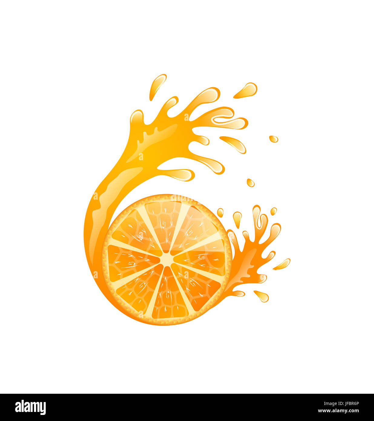 Illustration Slice of Orange with Splash, Isolated on White Background ...