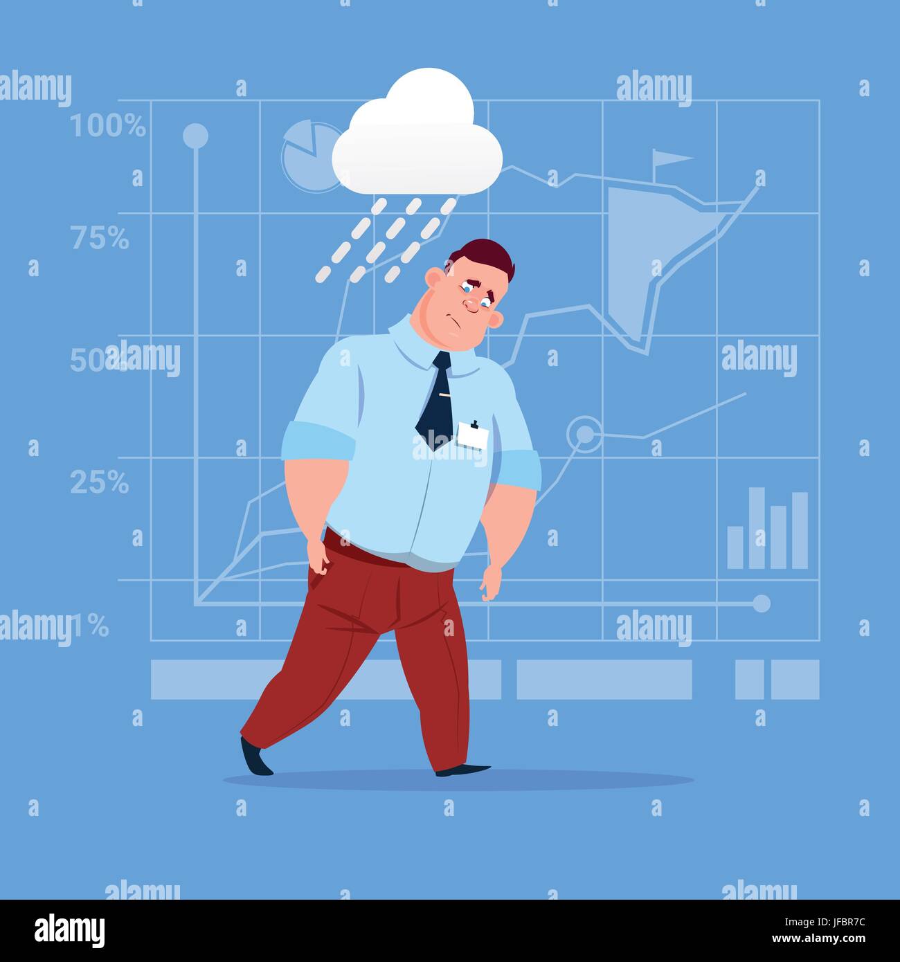 Business Man Wet Under Rain Big Problem Failure Concept Stock Vector ...