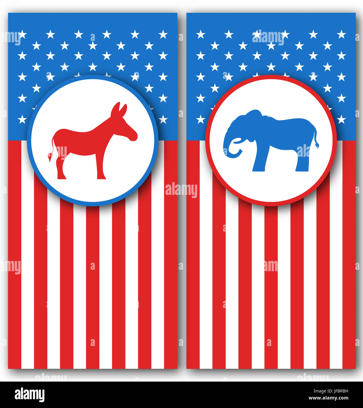 Illustration Banners with Donkey and Elephant as a Symbols Vote of USA ...