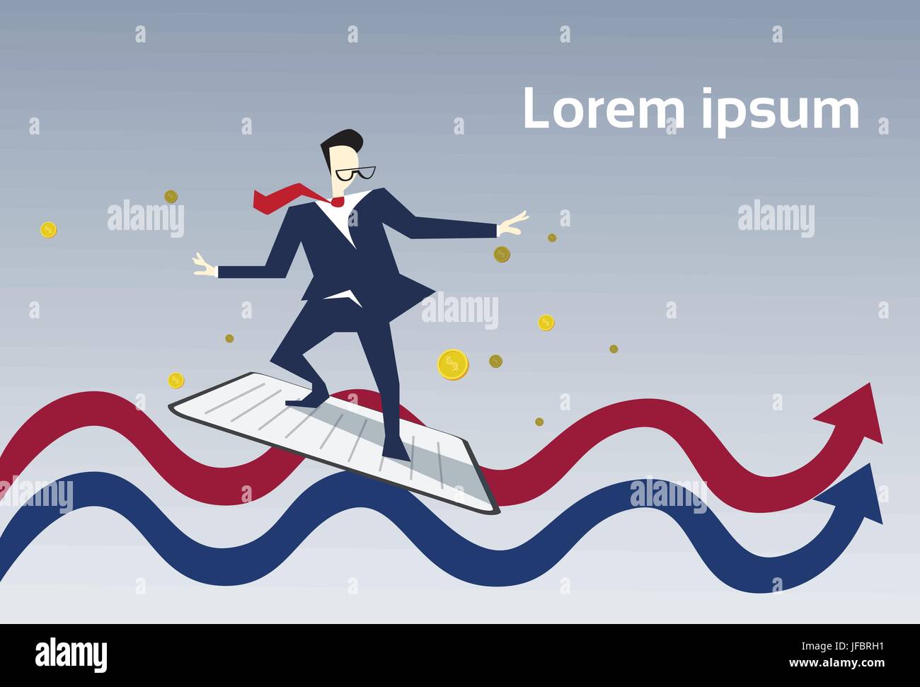 Business man ride arrows hi-res stock photography and images - Alamy