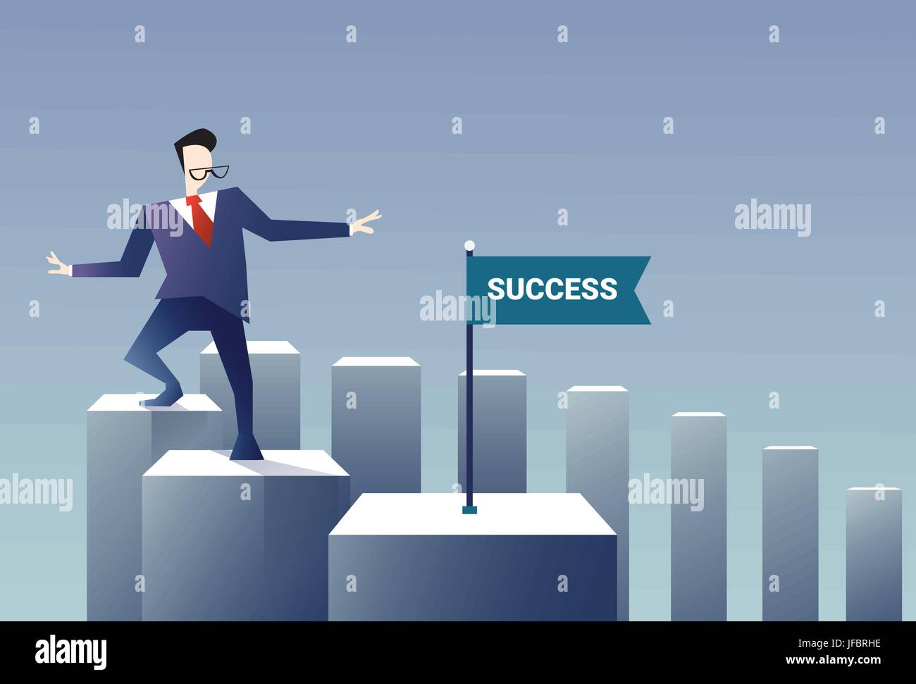 Business Man Walk Financial Chart Bar Success Money Income Concept ...