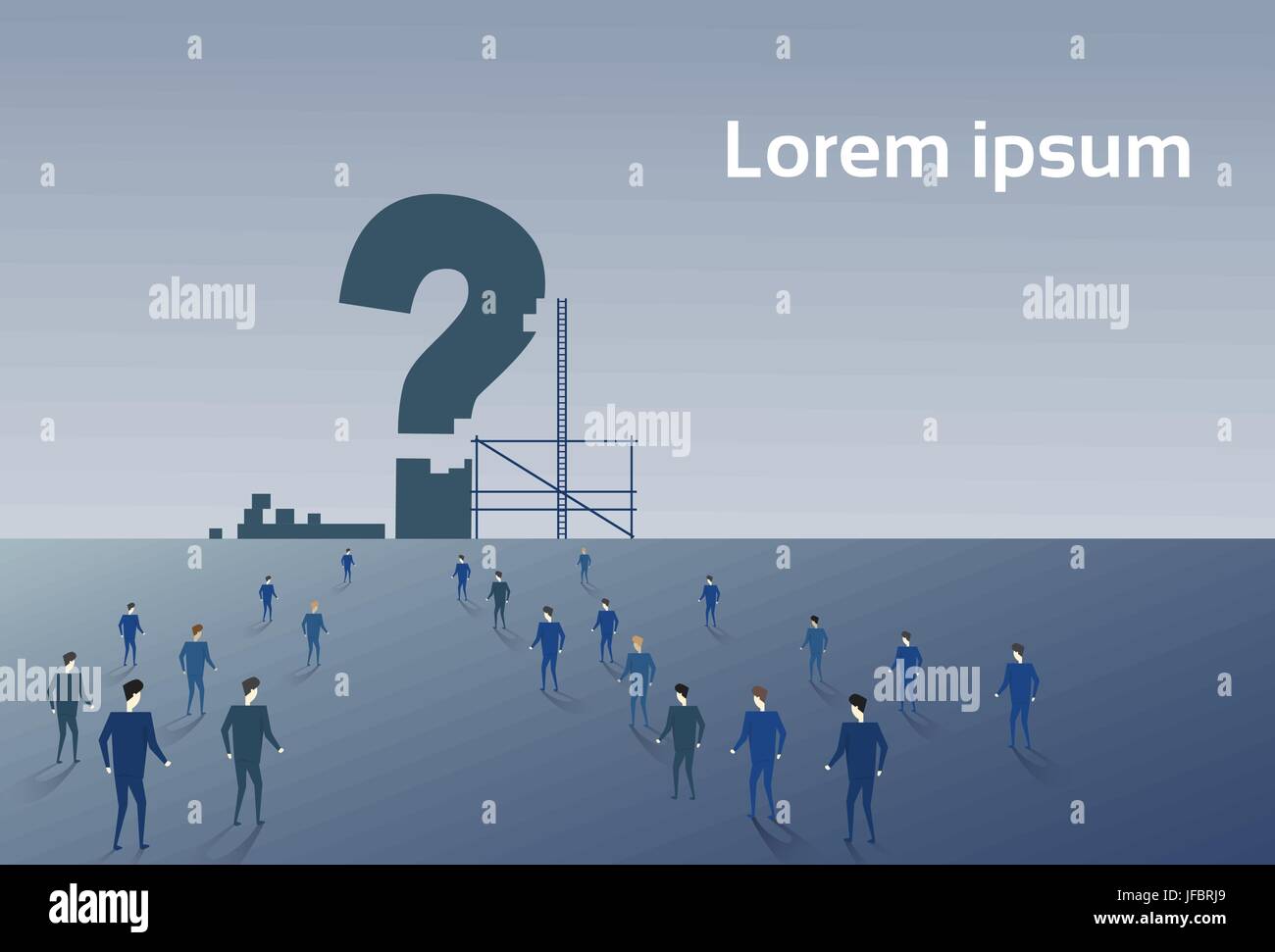 Business People Group Walking To Question Mark Team Pondering Problem ...