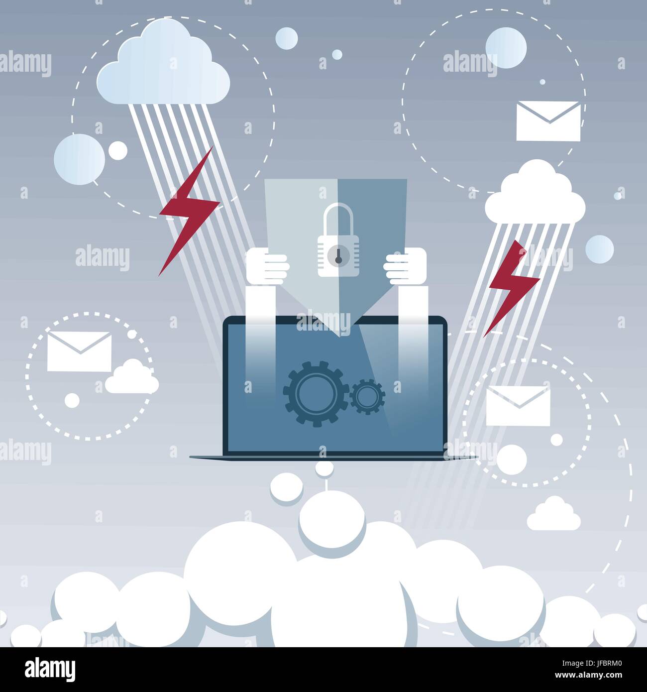 Laptop Computer Device Data Protection Cloud Storage Security Stock ...