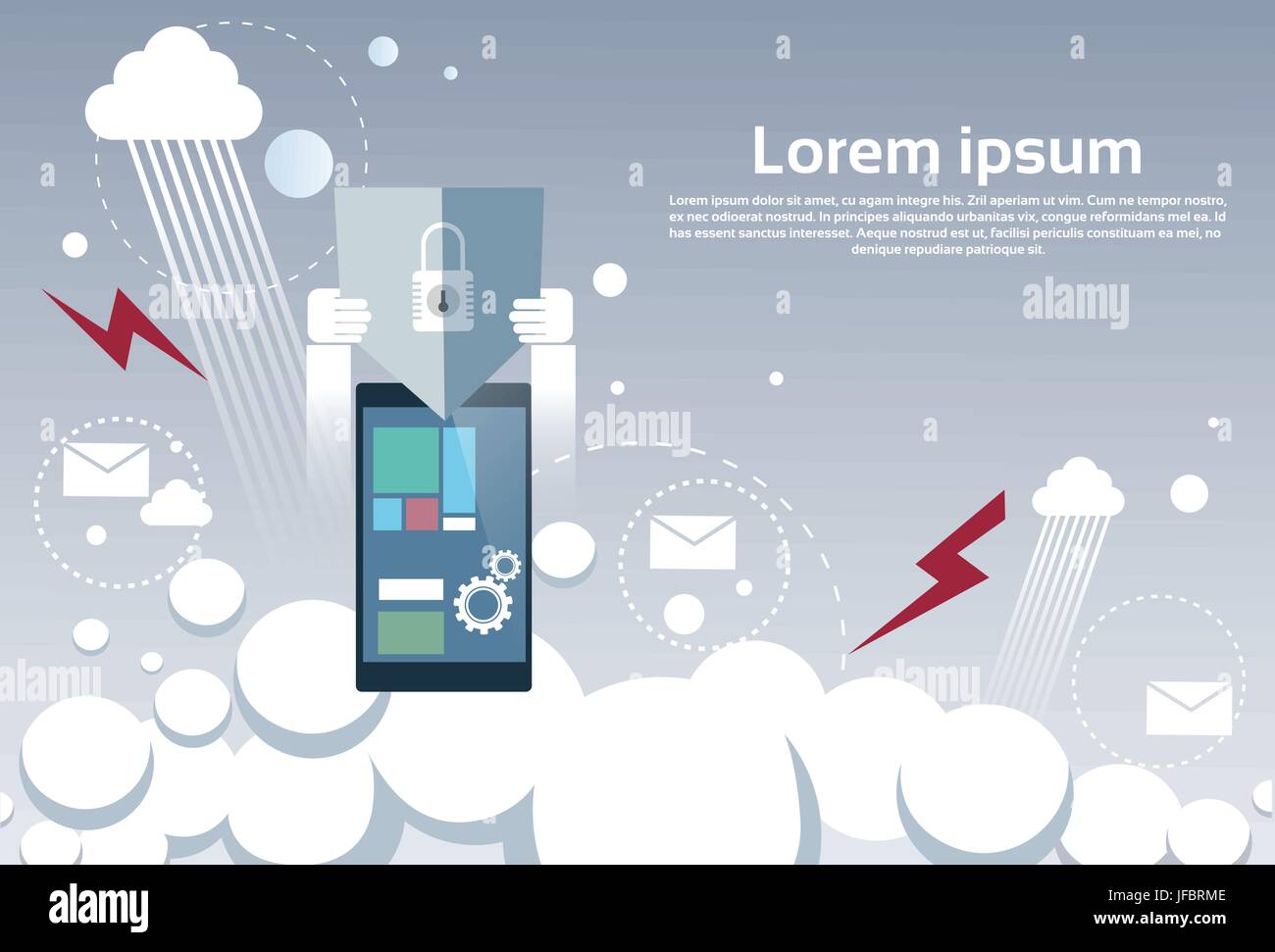 Tablet Computer Device Data Protection Cloud Storage Security Stock Vector Image & Art - Alamy