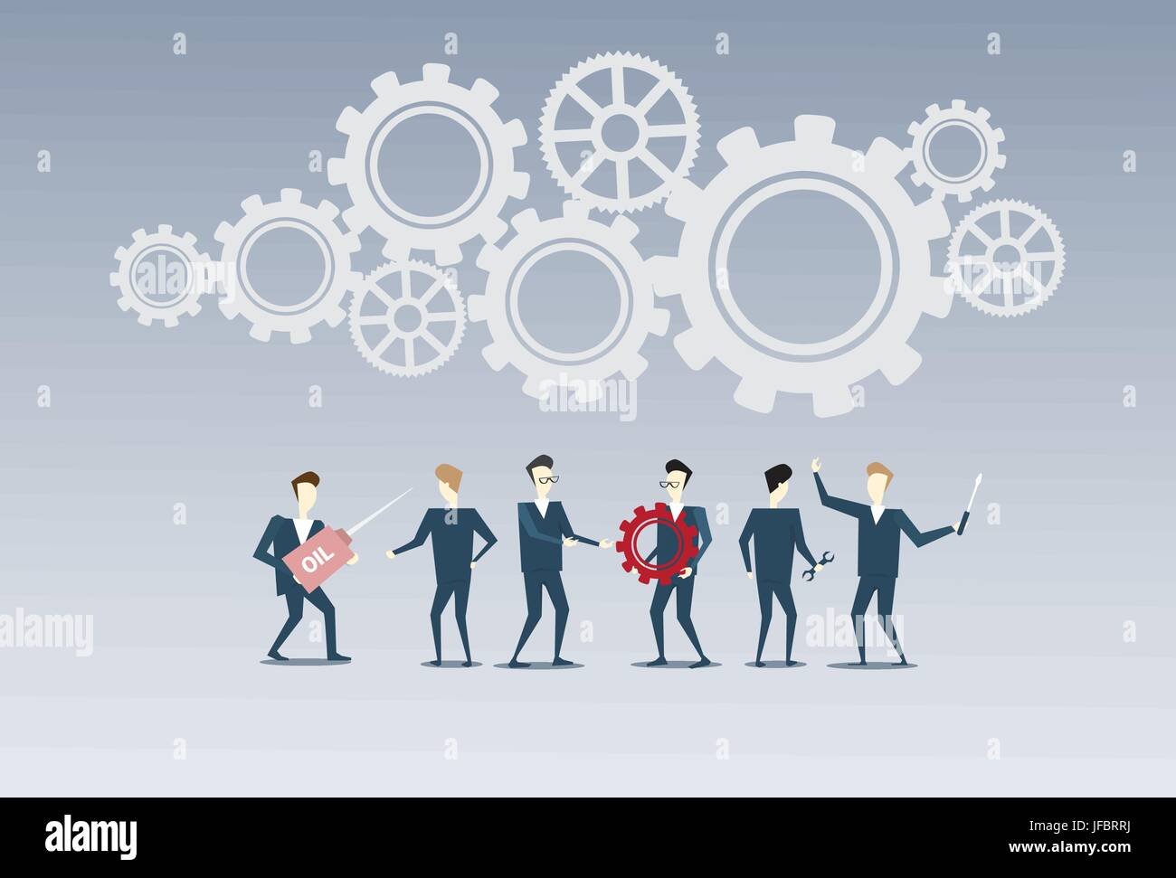 Business People Group Under Cog Wheel Work Together Brainstorming ...