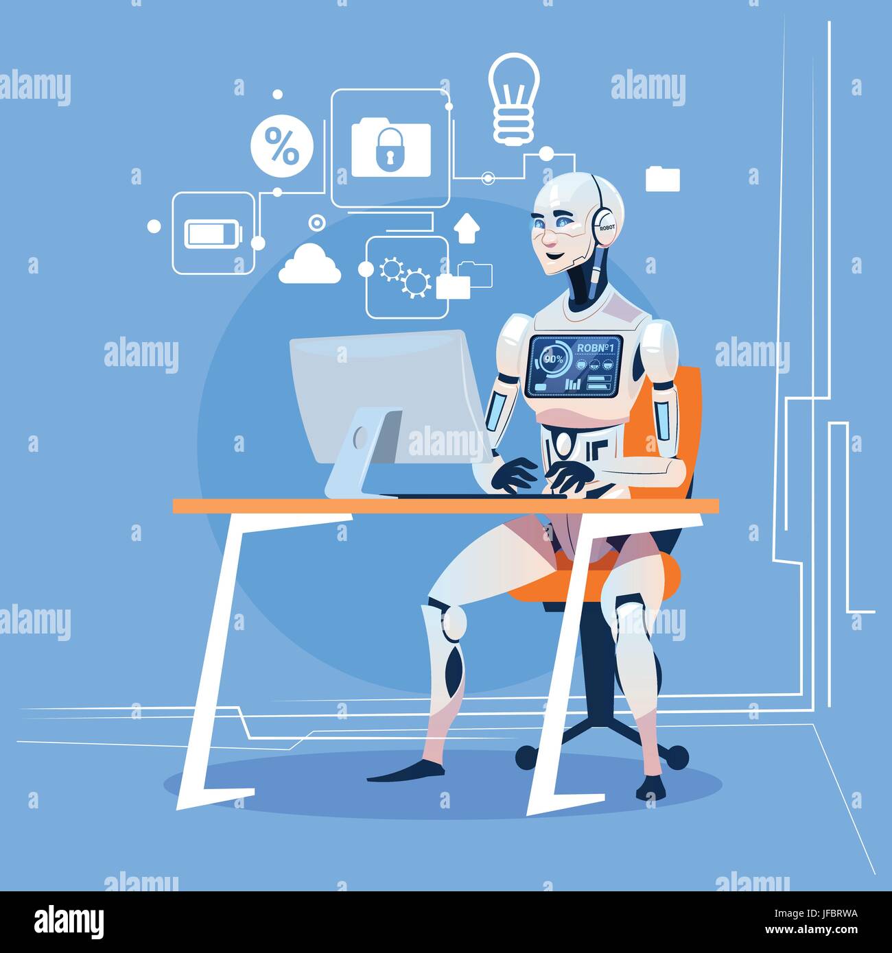 Fixing computer server Stock Vector Images - Alamy