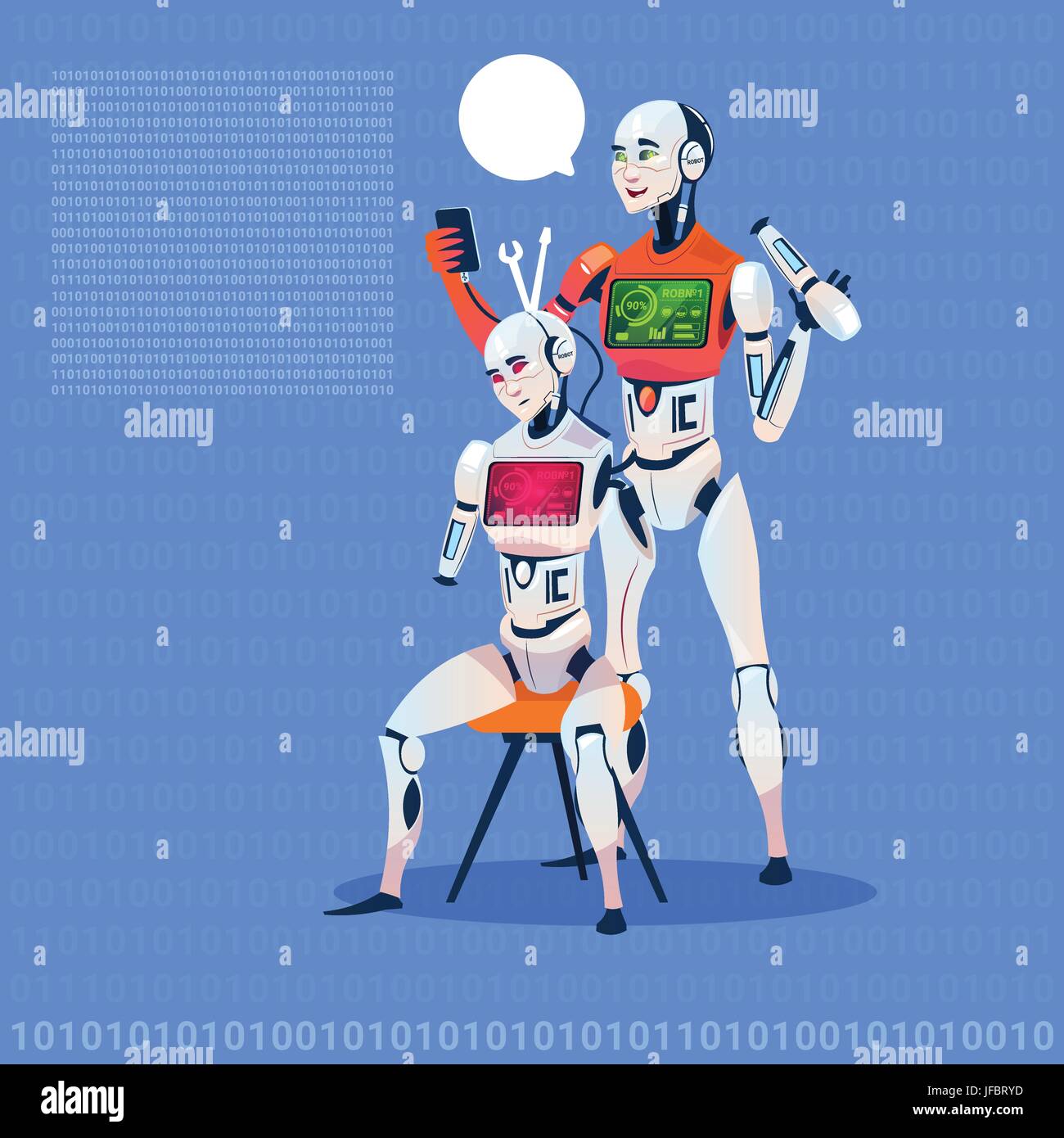 Modern Robot Fixing Electronic Cyborg Futuristic Artificial ...